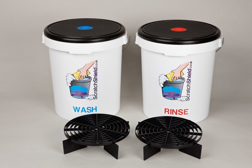 Wash & Rinse Buckets with Seat Lids and Filters - Scratchshield